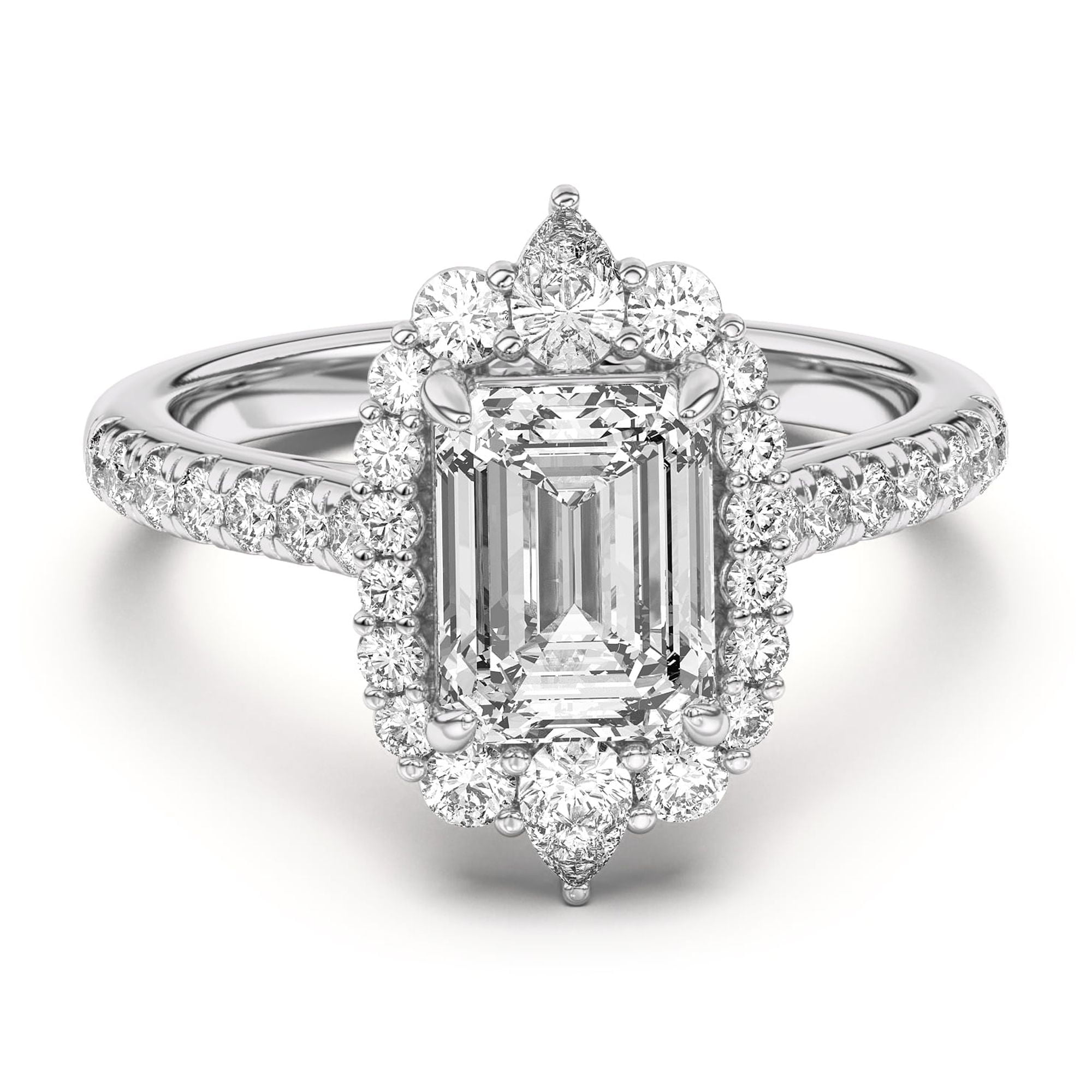Alor Jewel Emerald Cut Engagement Ring - 14K White Gold Over 1.5 Ct ...