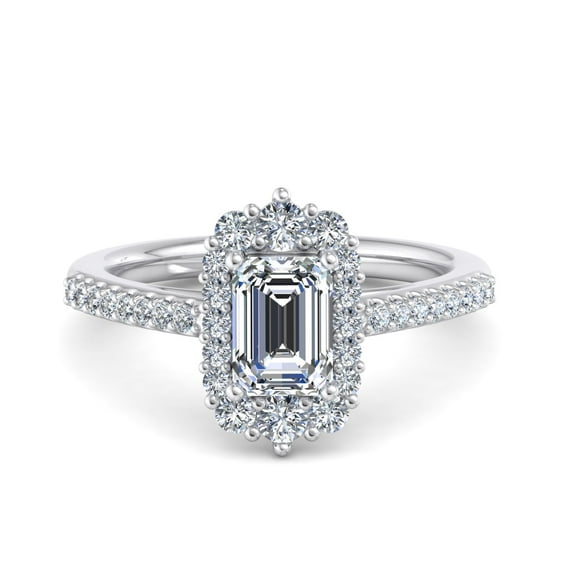 Alor Jewel Floral Solitaire Ring - 1.7 Ct Emerald Cut Lab Created ...