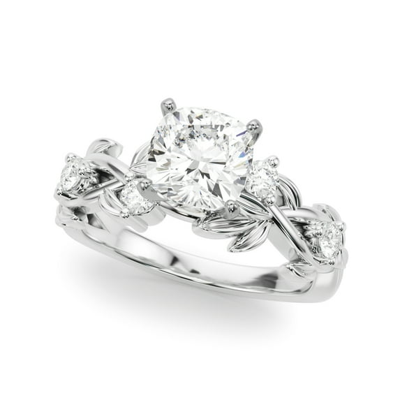 Alor Jewel Leaf Design Solitaire Diamond Ring for Women - 14K White ...