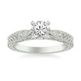 Alor Jewel Milgrain Vintage Style 1 Ct Round Cut Lab Created Diamond Ring for Women - Prong Set ...