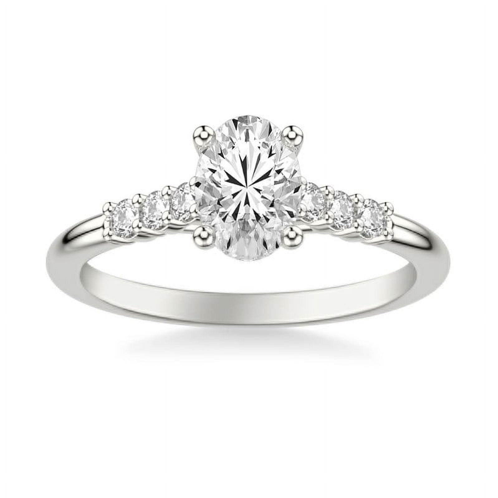 Alor Jewel Oval Cut Solitaire Cathedral Diamond Ring with Accents - 1.4 ...