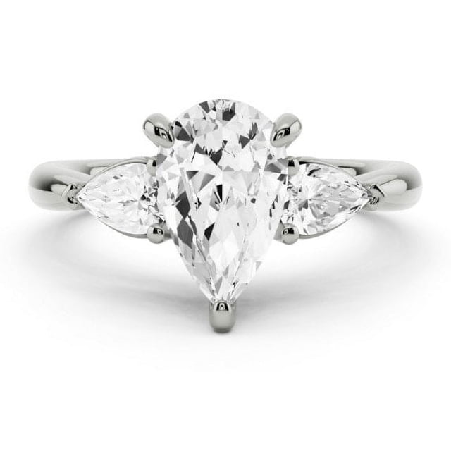 Alor Jewel Pear Cut Diamond Ring - 1.7 Ct Lab-Created Solitaire with ...
