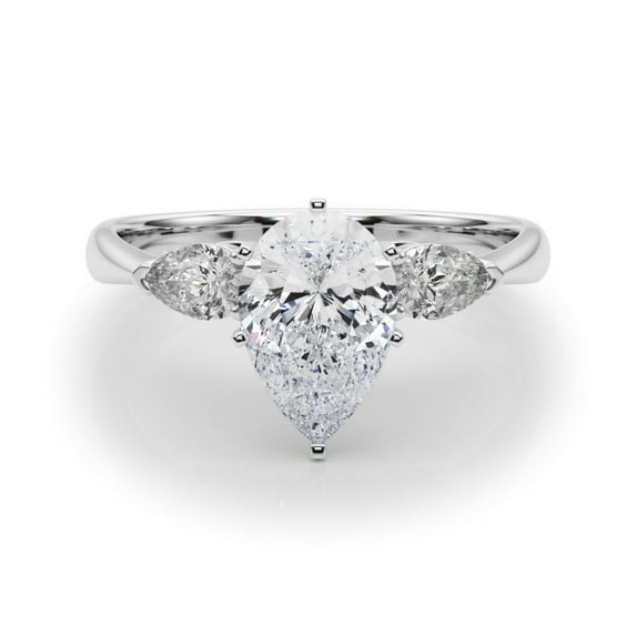 Alor Jewel Prong Set Three Stone Ring - 1.6 Ct Pear Cut Lab Created ...