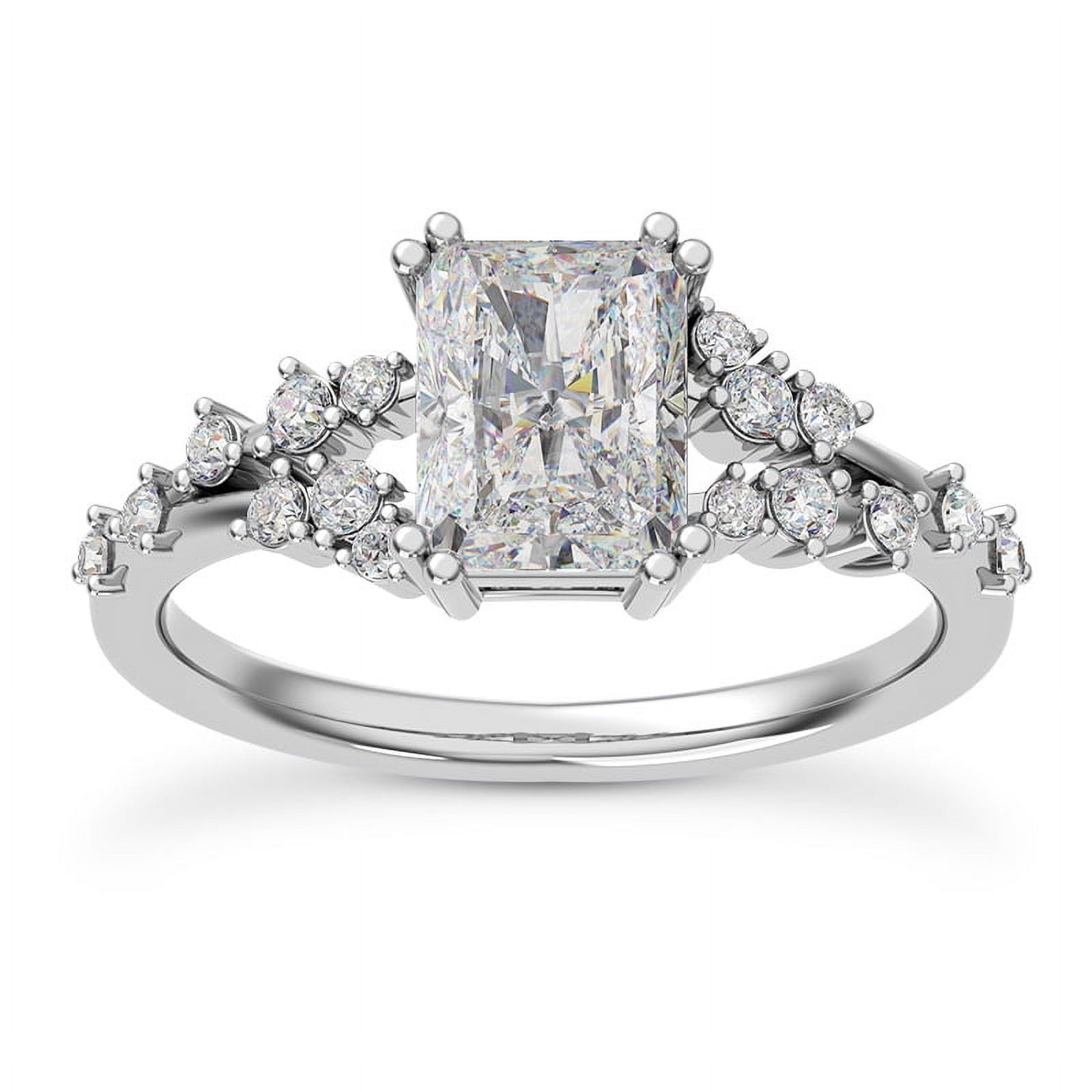 Alor Jewel Radiant Cut Diamond Engagement Ring - 14K White Gold Over 1. ...