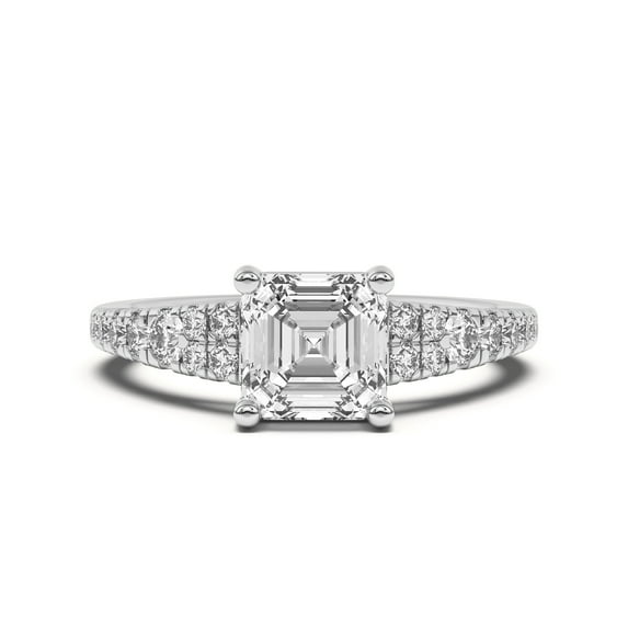 Alor Jewel Solitaire with Accents Diamond Ring - 1.7 Ct Asscher Cut Lab ...