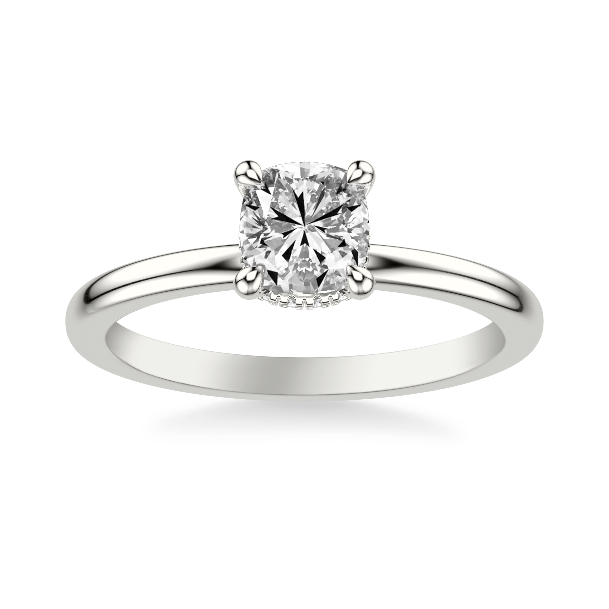 Alor Jewel Solitaire Cushion Cut Hidden Halo Engagement Ring for Women ...