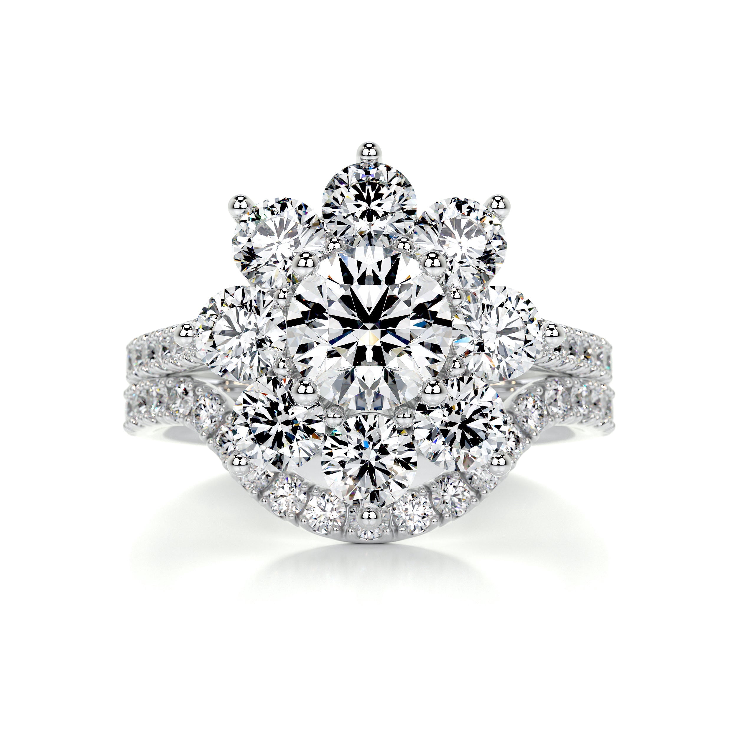 Alor Jewel Stunning 1.4 Ct Moissanite Round Cut Flower Eternity Ring ...