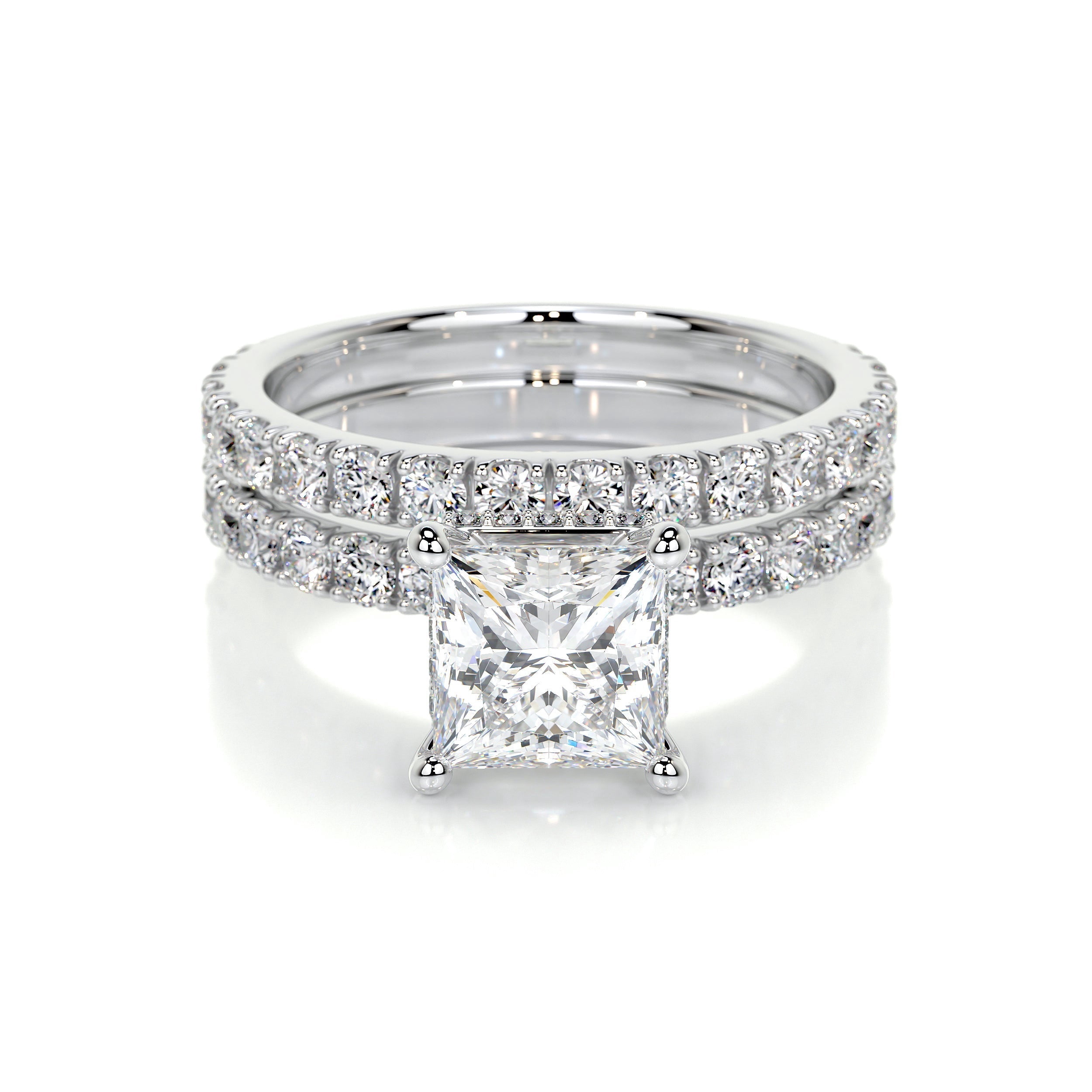Alor Jewel Stunning 1.9 Ct Princess Cut Two Eternity Moissanite Ring ...