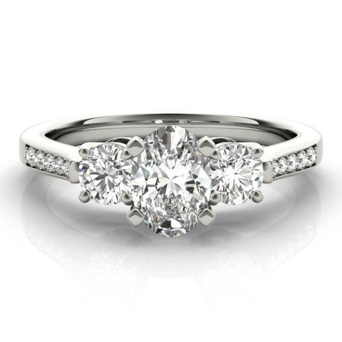 Alor Jewel Three Stone 1.7 Ct Oval Cut Lab Created Diamond Ring ...