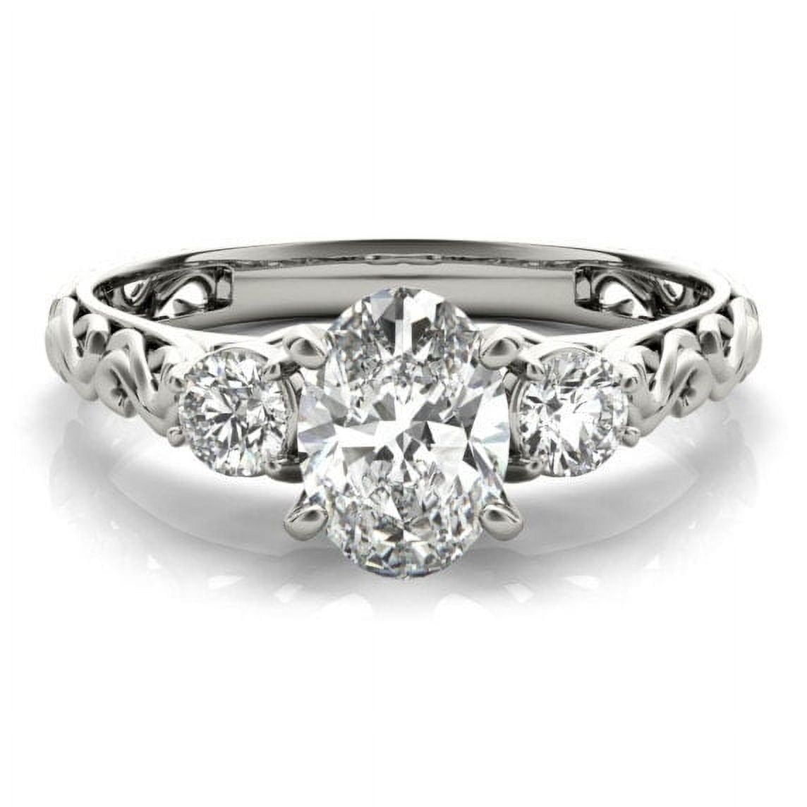 Alor Jewel Three Stone 1.8 Ct Oval Cut Lab Created Diamond Ring ...