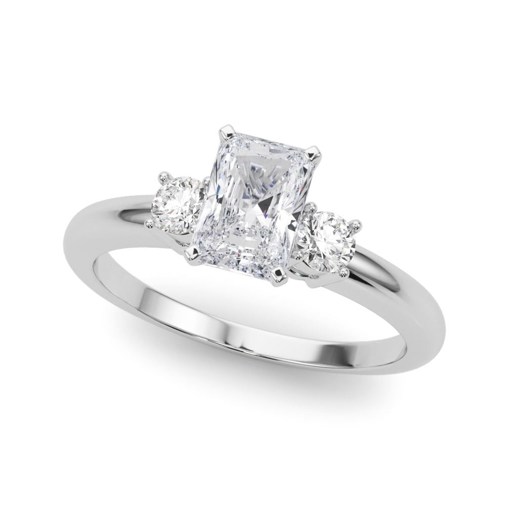 Alor Jewel Three Stone Engagement Ring - 1.7 Ct Radiant Cut Lab Created ...