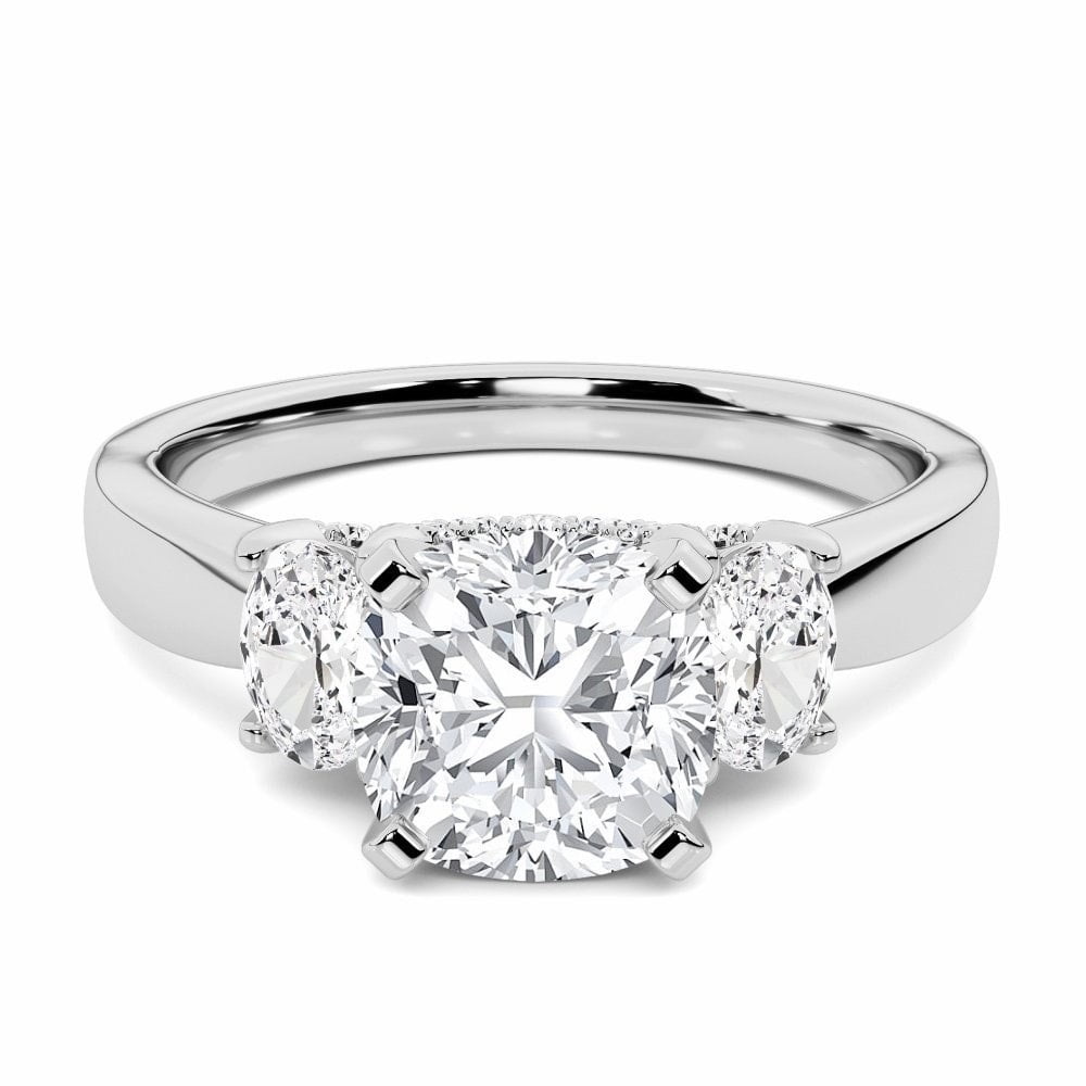 Alor Jewel Three Stone Prong Set 1.9 Ct Cushion Cut Lab Created Diamond ...