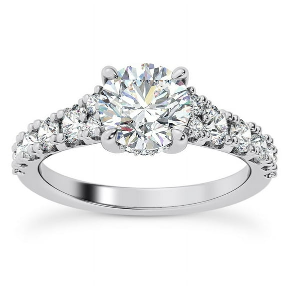 Alor Jewel Unique 1.7 Ct Round Cut Lab Created Diamond Ring - 14K White ...