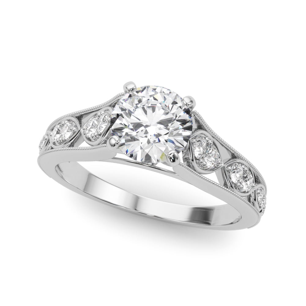Alor Jewelry 1.3 Ct Round Cut Moissanite Engagement Ring - 14K White ...