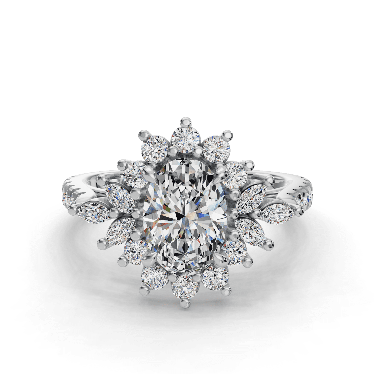 Alor Jewelry 1.5 Ct Oval Cut Solitaire Engagement Ring - Floral Halo ...
