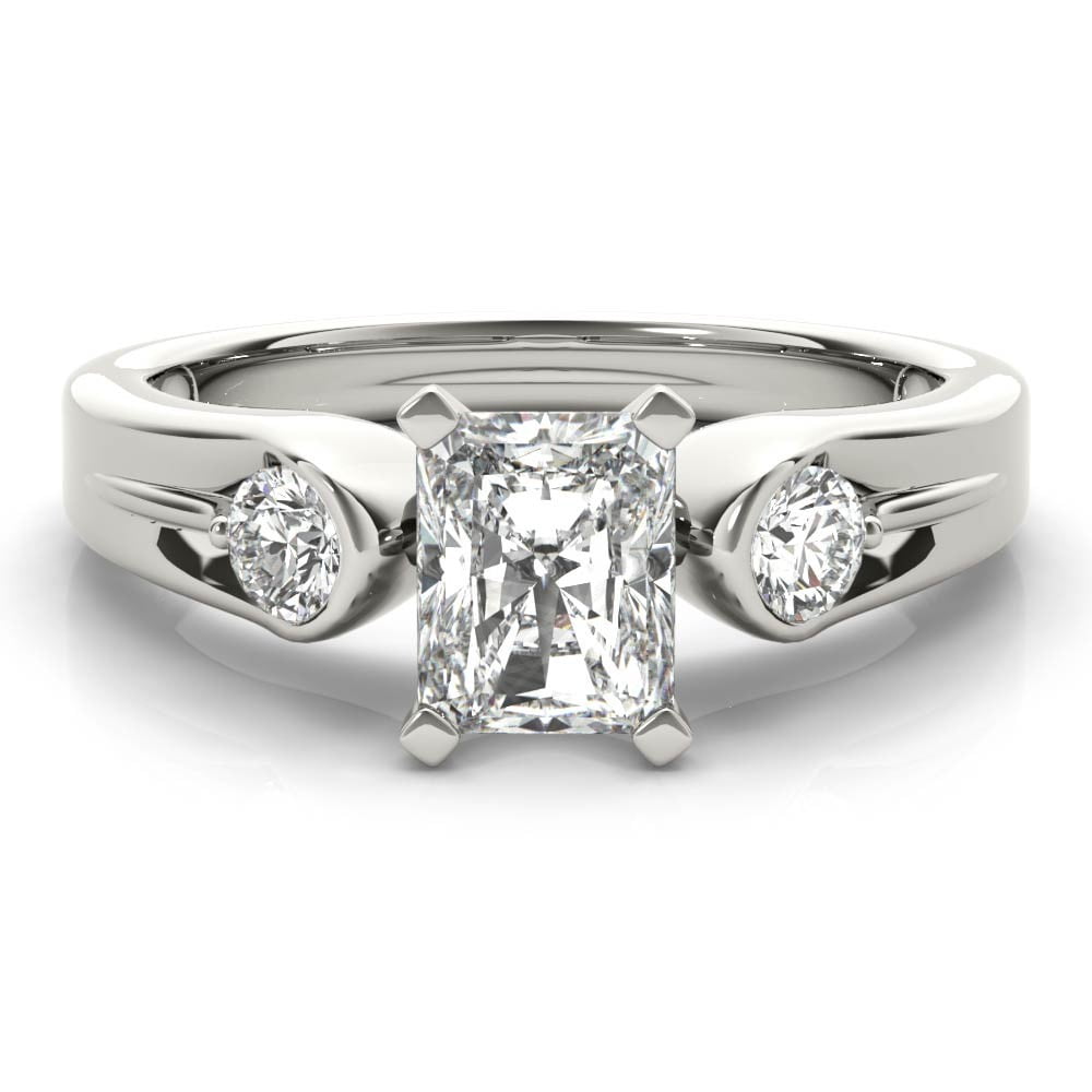 Alor Jewelry 1.6 Ct Radiant Cut Moissanite Three Stone Ring - 14K White ...
