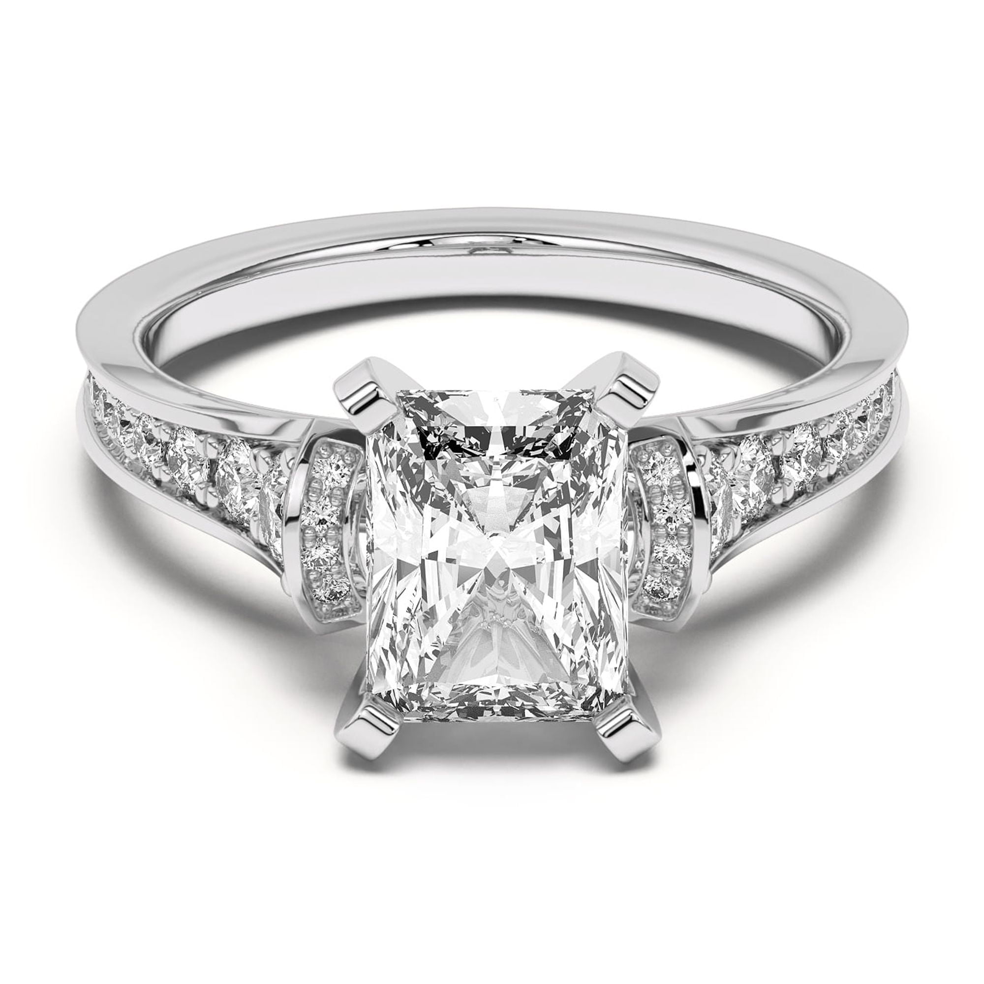 Alor Jewelry 1.7 Ct Radiant Cut Moissanite Solitaire with Accent Ring ...