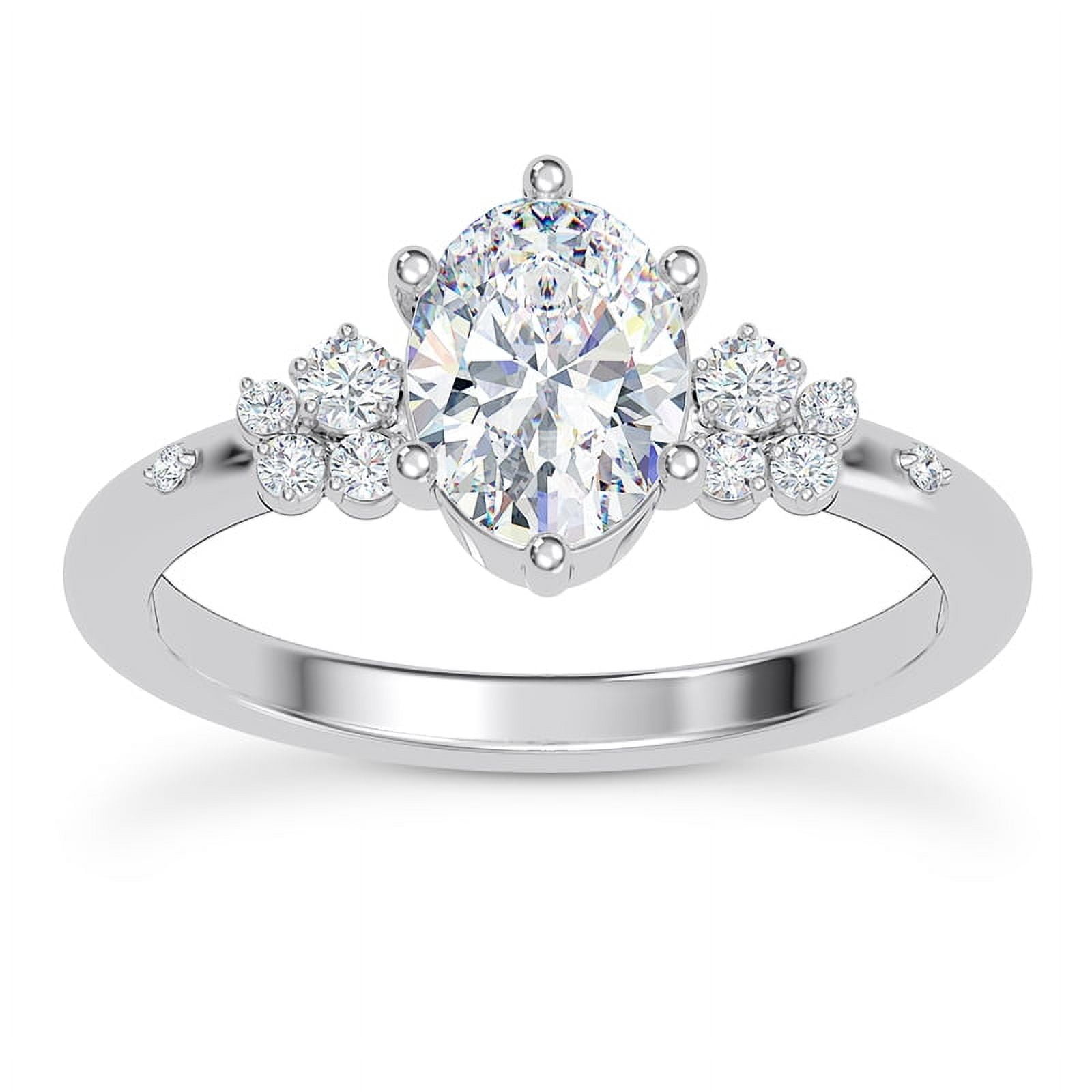 Alor Jewelry 1.8 Ct Oval Cut Moissanite Ring - 14K White Gold Plated ...