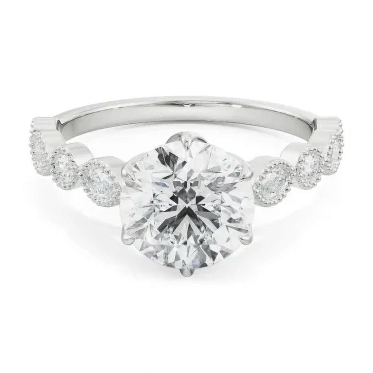 Alor Jewelry 1.8 Ct Round Cut Moissanite Engagement Ring - 14K White ...