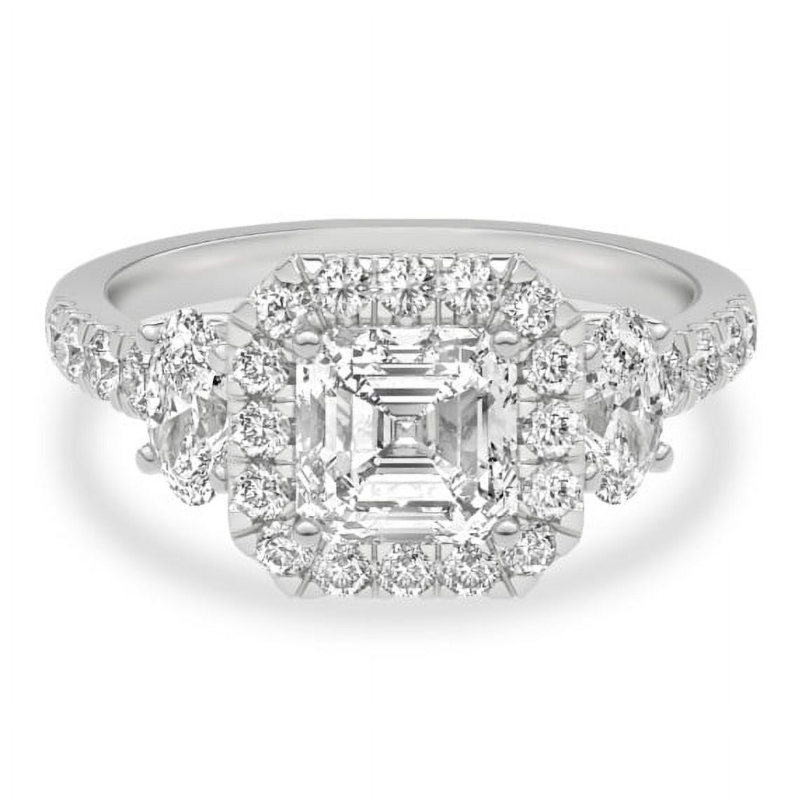 Alor Jewelry 1.9 Ct Moissanite Halo Ring - Asscher Cut Solitaire with ...