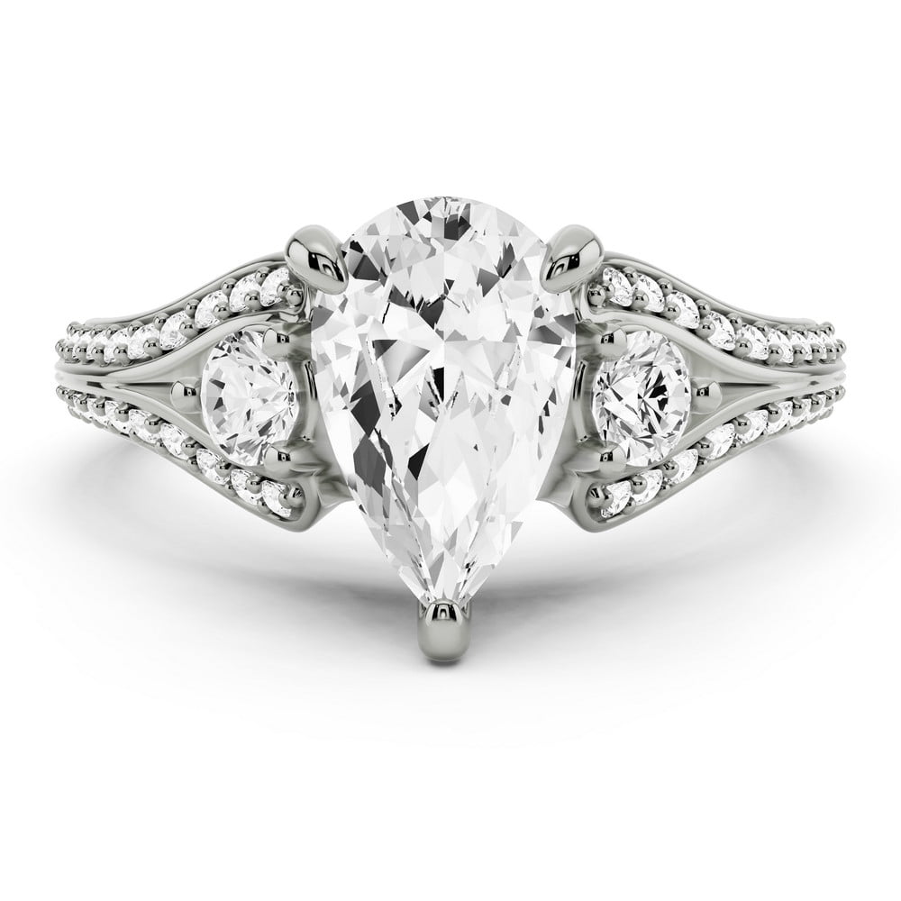 Alor Jewelry 1.9 Ct Pear Cut Engagement Solitaire Ring with Accent ...