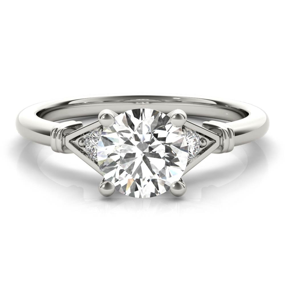 Alor Jewelry 1.9 Ct Round Cut Moissanite Engagement Ring - Elegant Solitaire with Accents ...