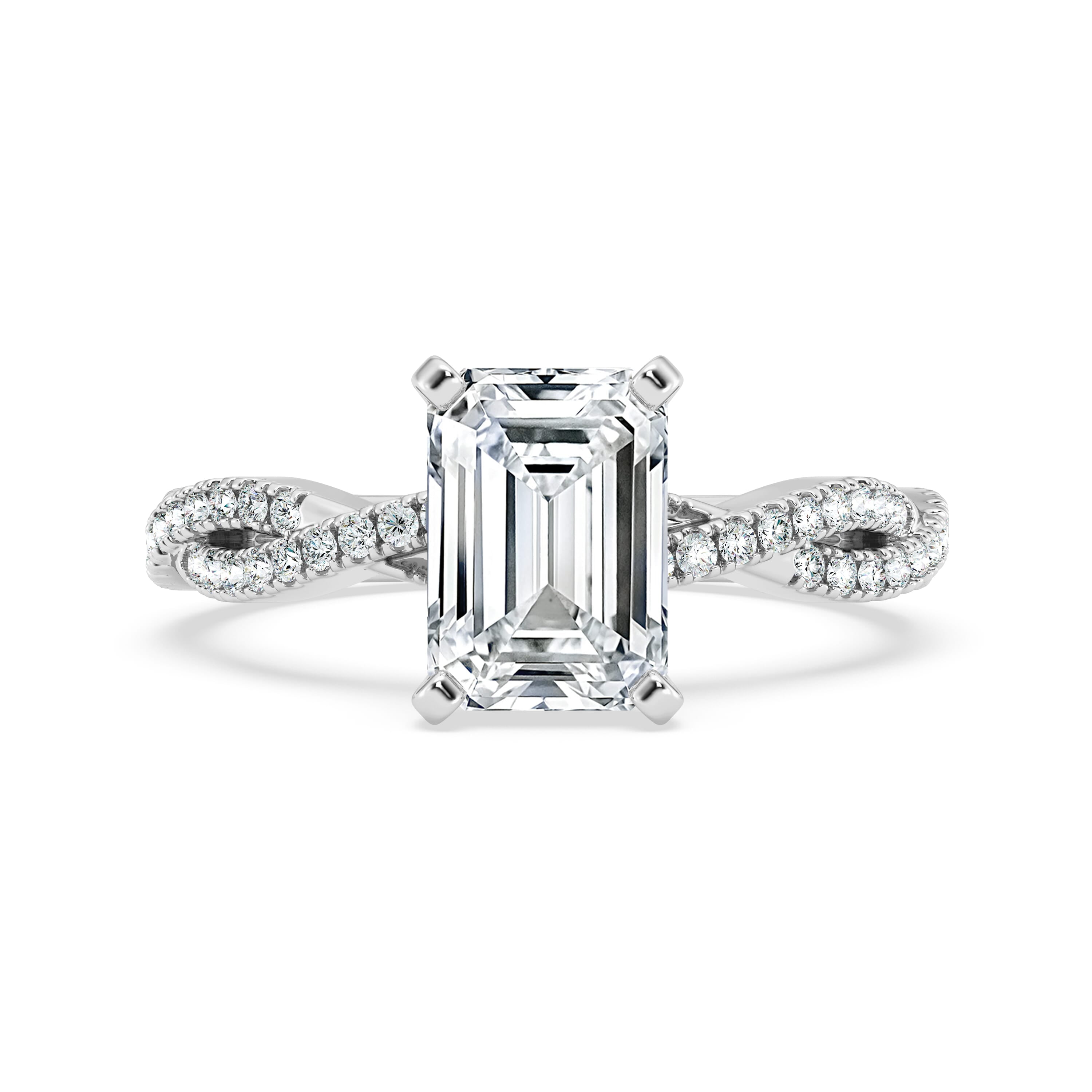 Alor Jewelry 14K White Gold Plated 1.5Ct Emerald Cut Solitaire Diamond ...