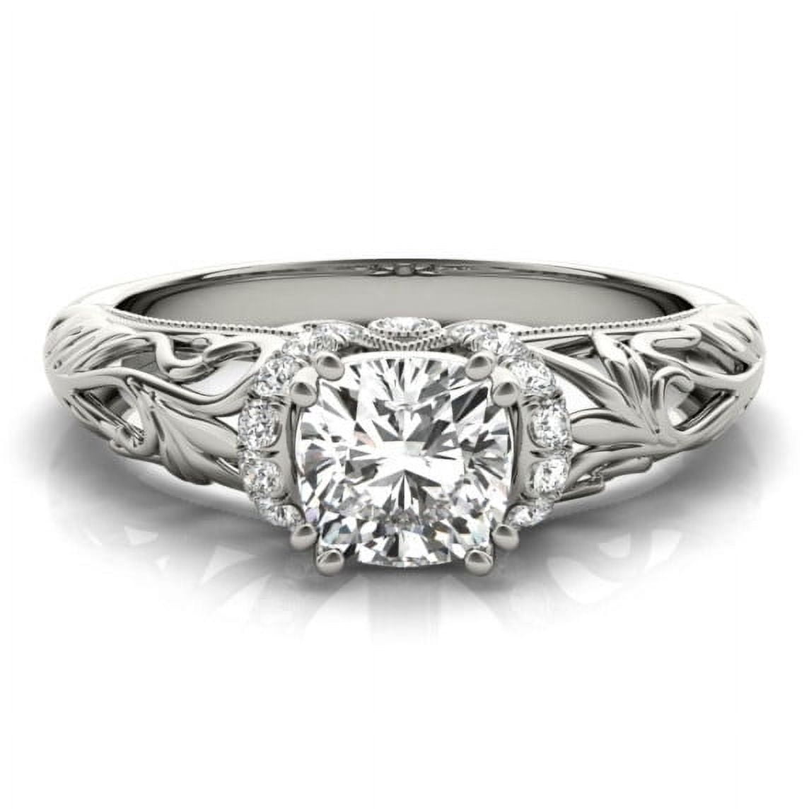 Alor Jewelry 14K White Gold Plated 1.6 Ct Cushion Cut Moissanite Ring ...