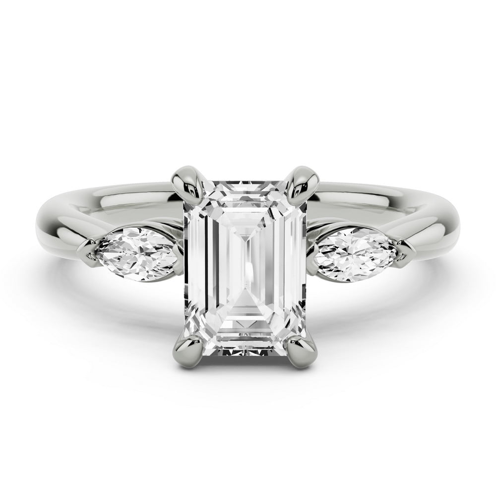 Alor Jewelry 14K White Gold Plated 1.9 Ct Emerald Cut Engagement Ring ...