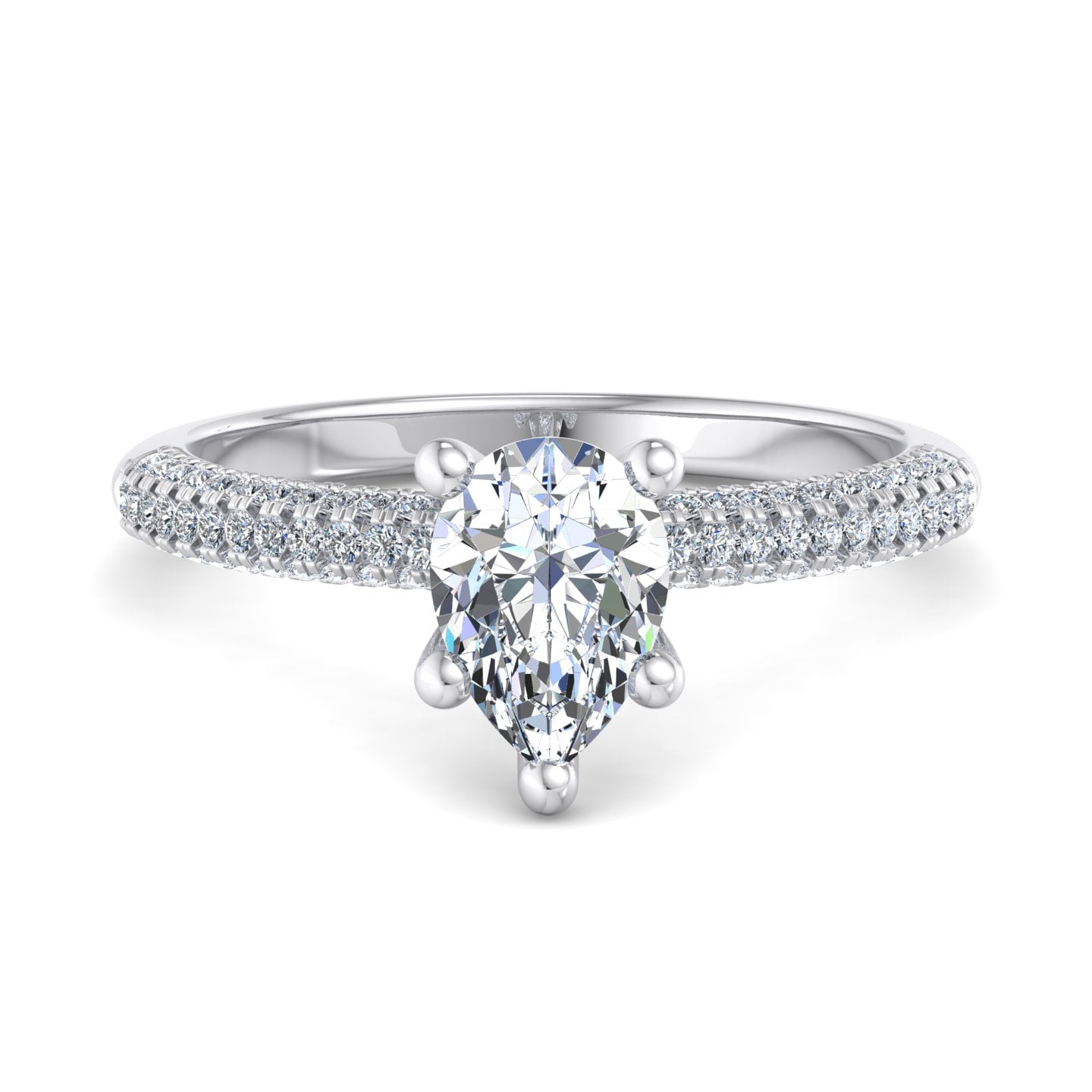 Alor Jewelry 14K White Gold Plated Pear Cut Diamond Wedding Ring - 1.3 ...