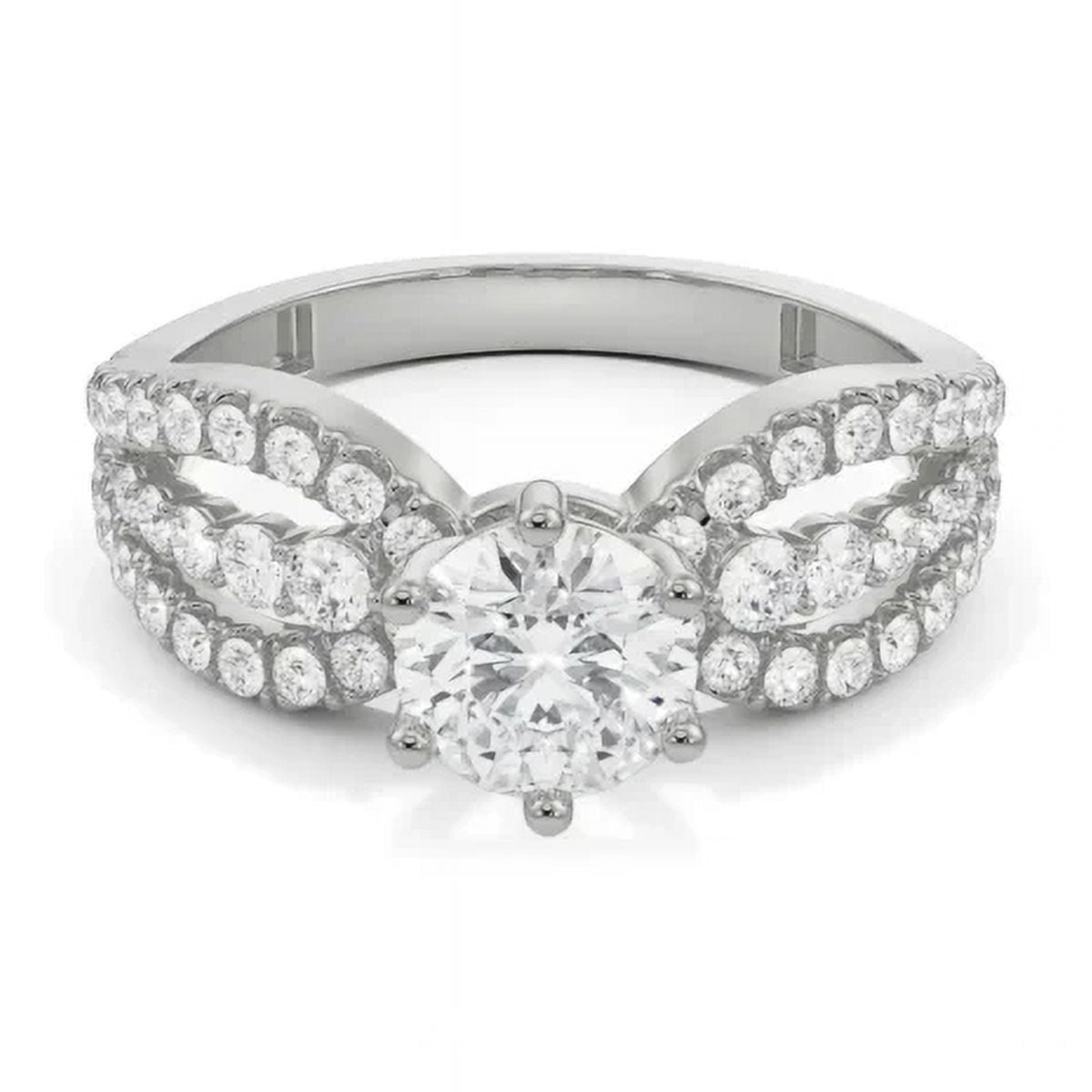 Alor Jewelry 14K White Gold Plated Ring - 1.4 Ct Round Cut Moissanite ...