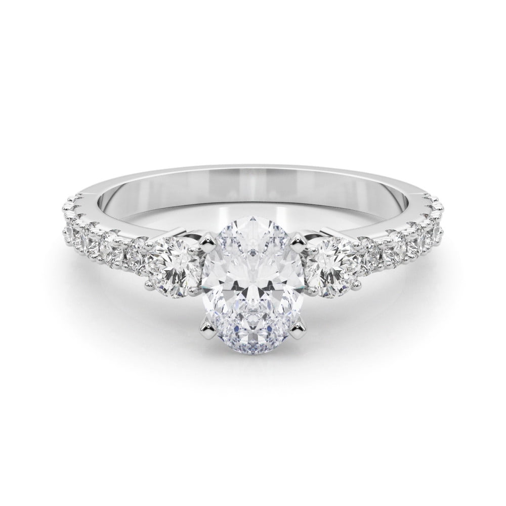 Alor Jewelry 14K White Gold Plated Ring - 1.5 Ct Three Stone Solitaire ...