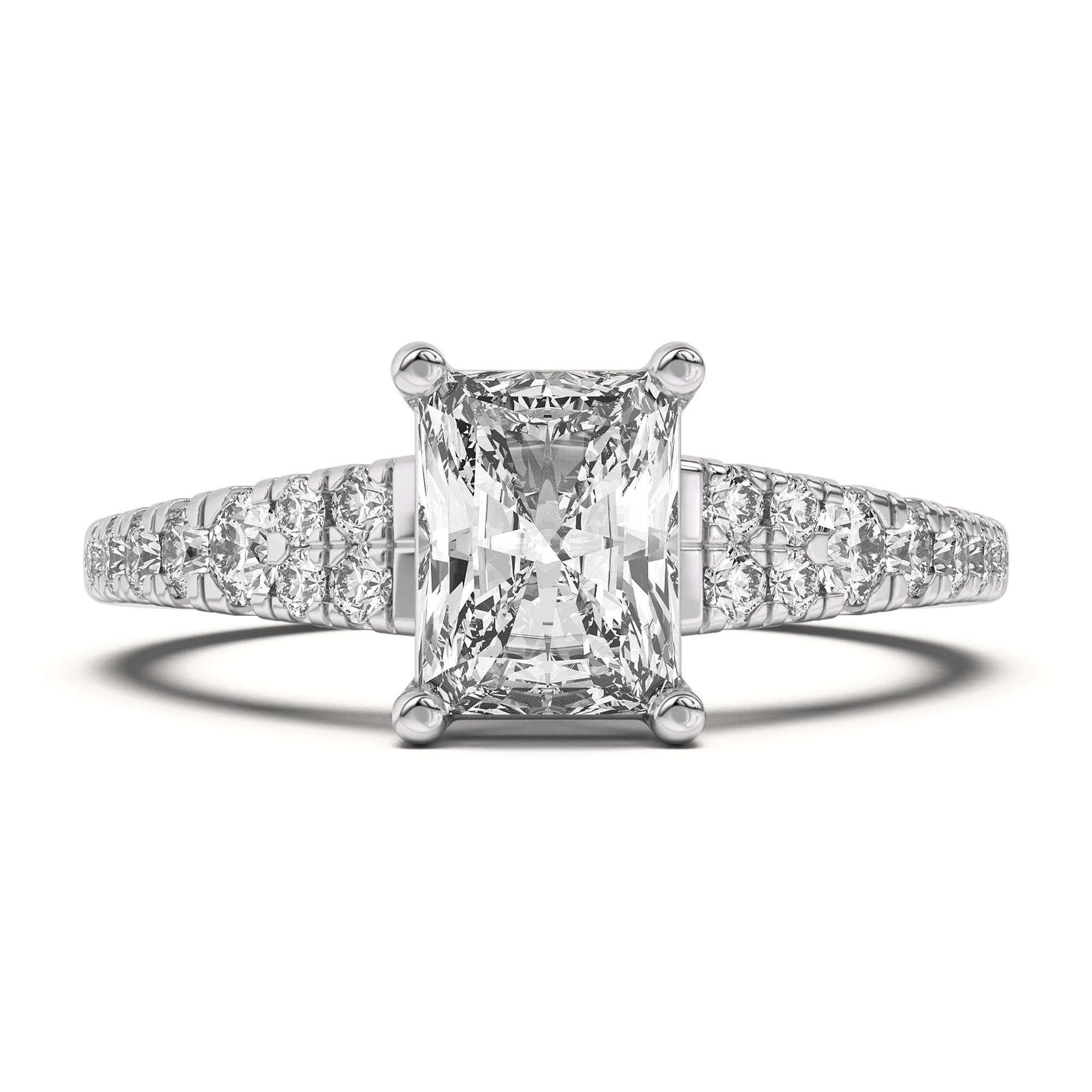 Alor Jewelry 14K White Gold Plated Ring - 2 Ct Radiant Cut Moissanite ...