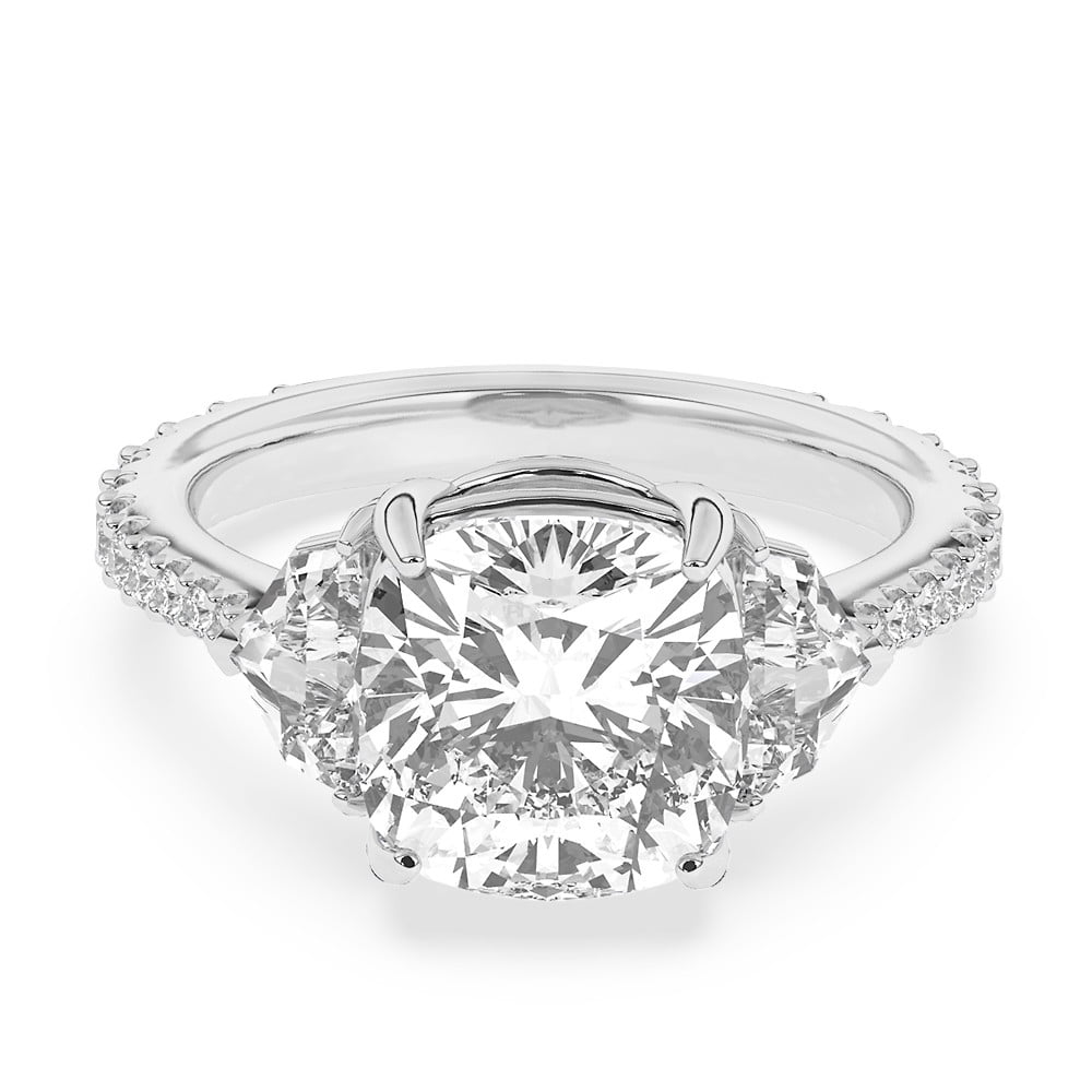 Alor Jewelry 14K White Gold Plated Ring - 2 Ct Three Stone Solitaire ...