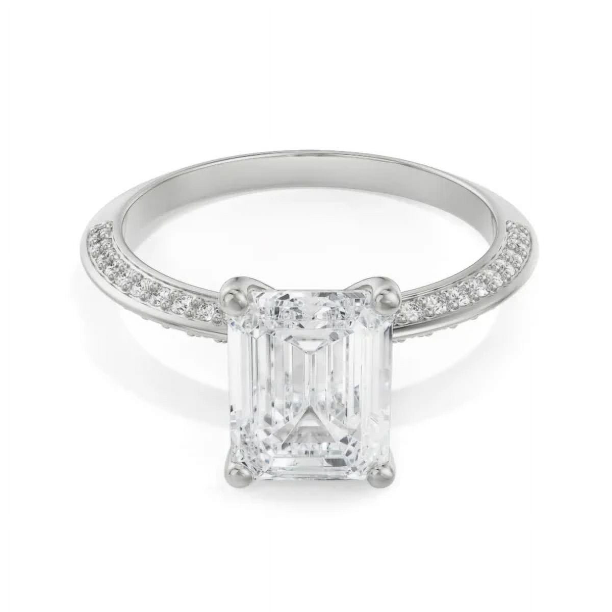 Alor Jewelry 14K White Gold Plated Ring - Stunning 2 Ct Emerald Cut ...