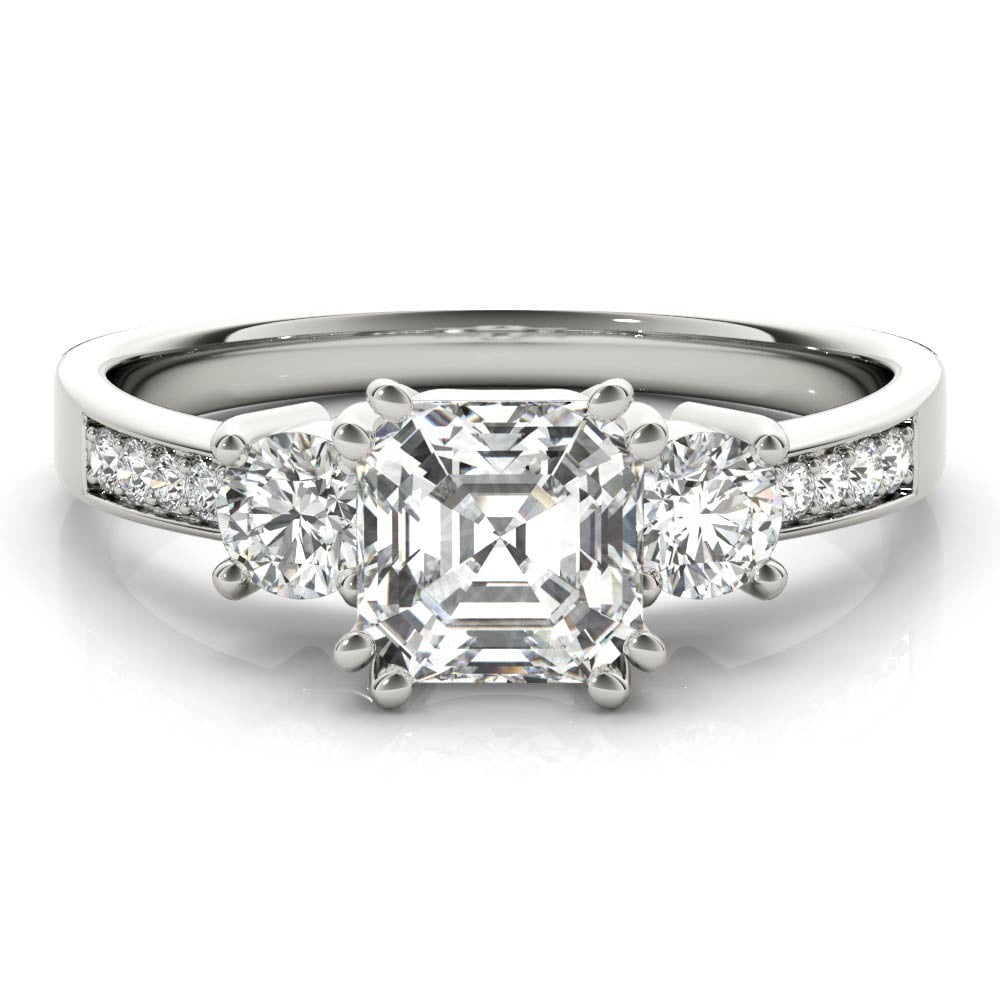 Alor Jewelry 14K White Gold Plated Solitaire Ring - 1.8 Ct Asscher Cut ...