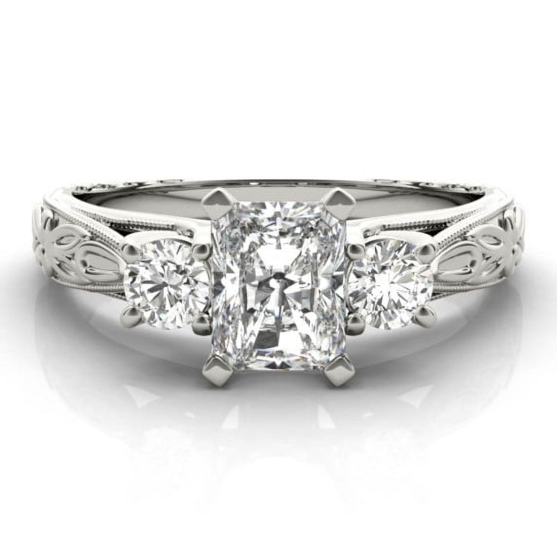 Alor Jewelry 14K White Gold Plated Three Stone and Leaf Ring - 2 Ct ...