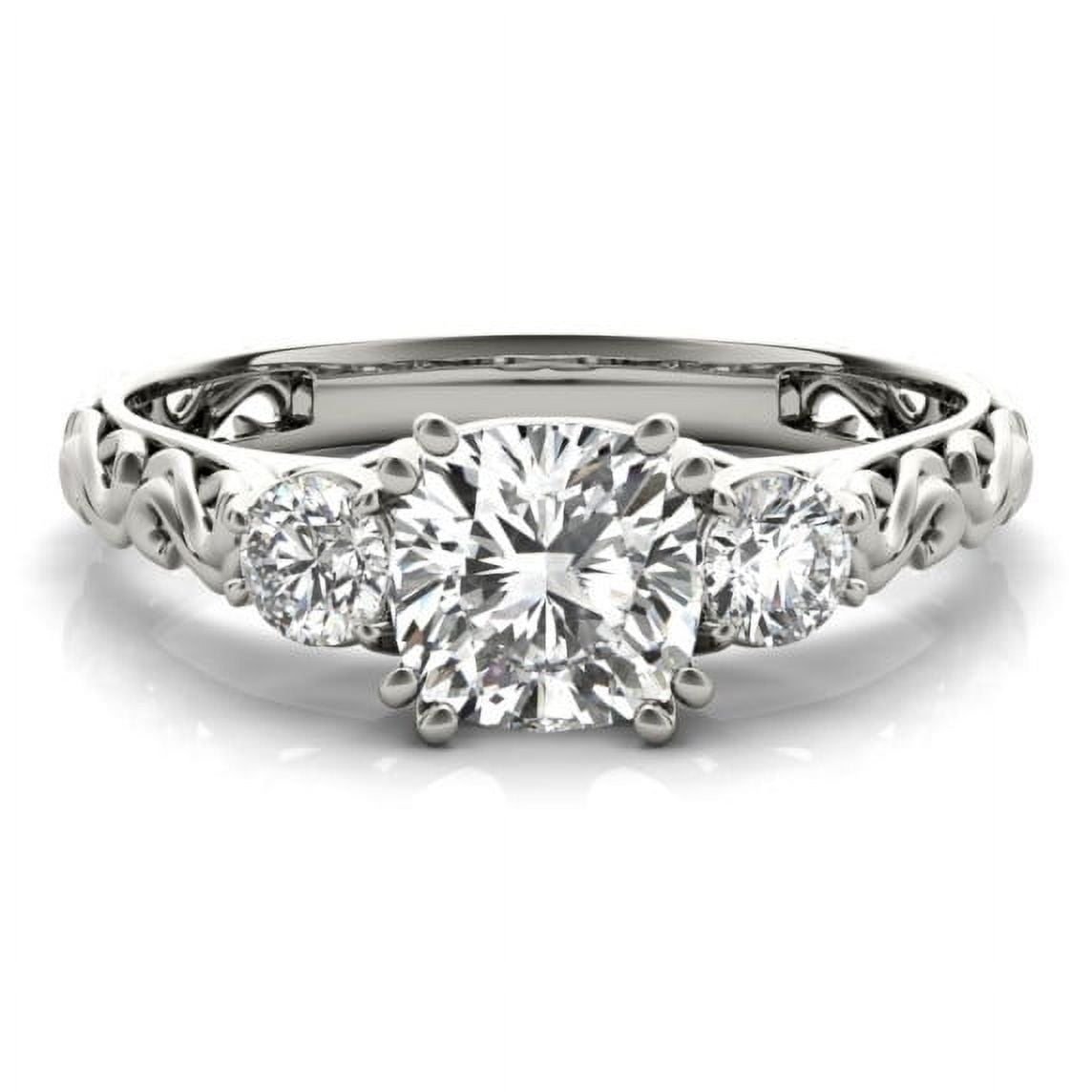 Alor Jewelry 2.1 Ct Cushion Cut Moissanite Ring - Three Stone Vintage ...