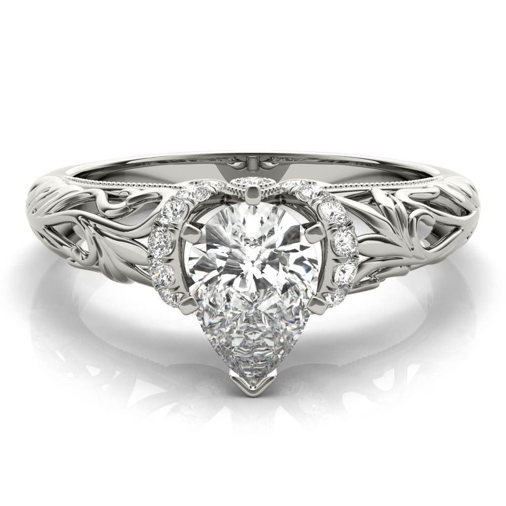 Alor Jewelry 2.1 Ct Pear Cut Moissanite Ring - 14K White Gold Plated ...