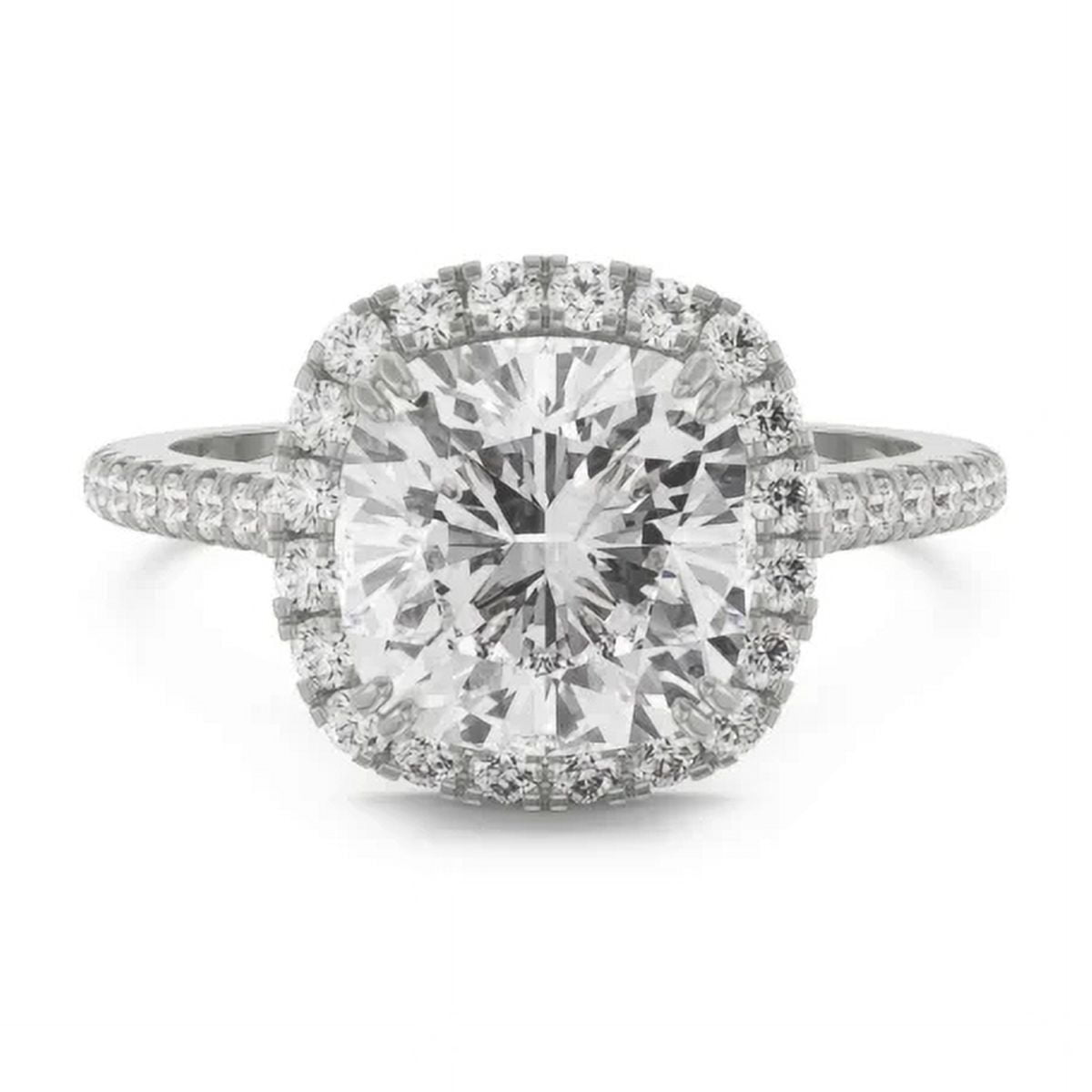 Alor Jewelry 2 Ct Cushion Cut Moissanite Engagement Ring - 14K White ...