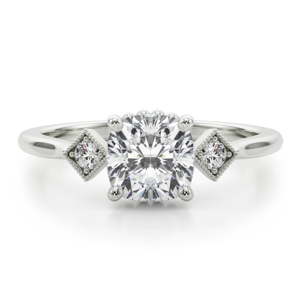 Alor Jewelry 2 Ct Cushion Cut Moissanite Ring - Elegant Three Stone ...