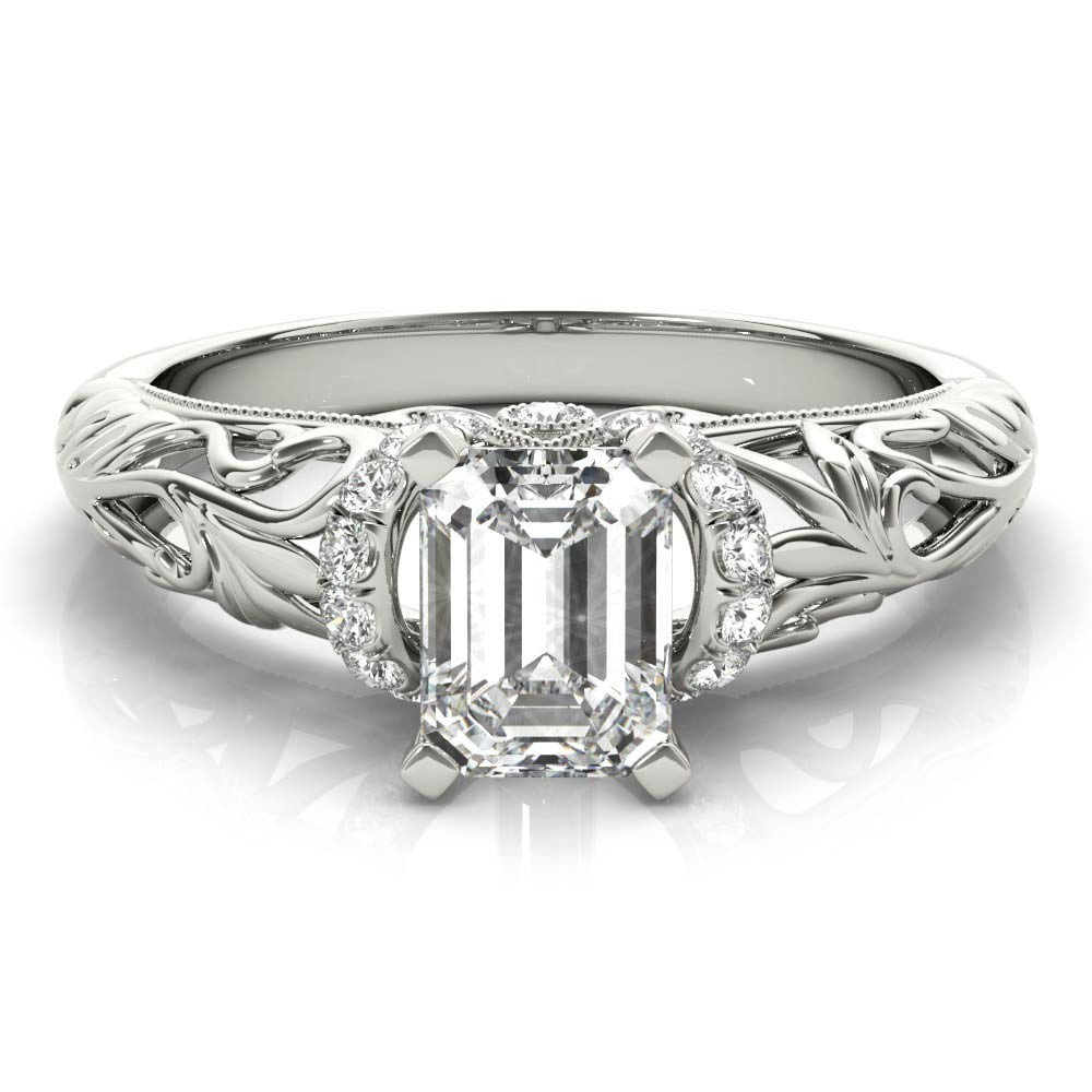 Alor Jewelry 2 Ct Emerald Cut Moissanite Engagement Ring - 14K White ...