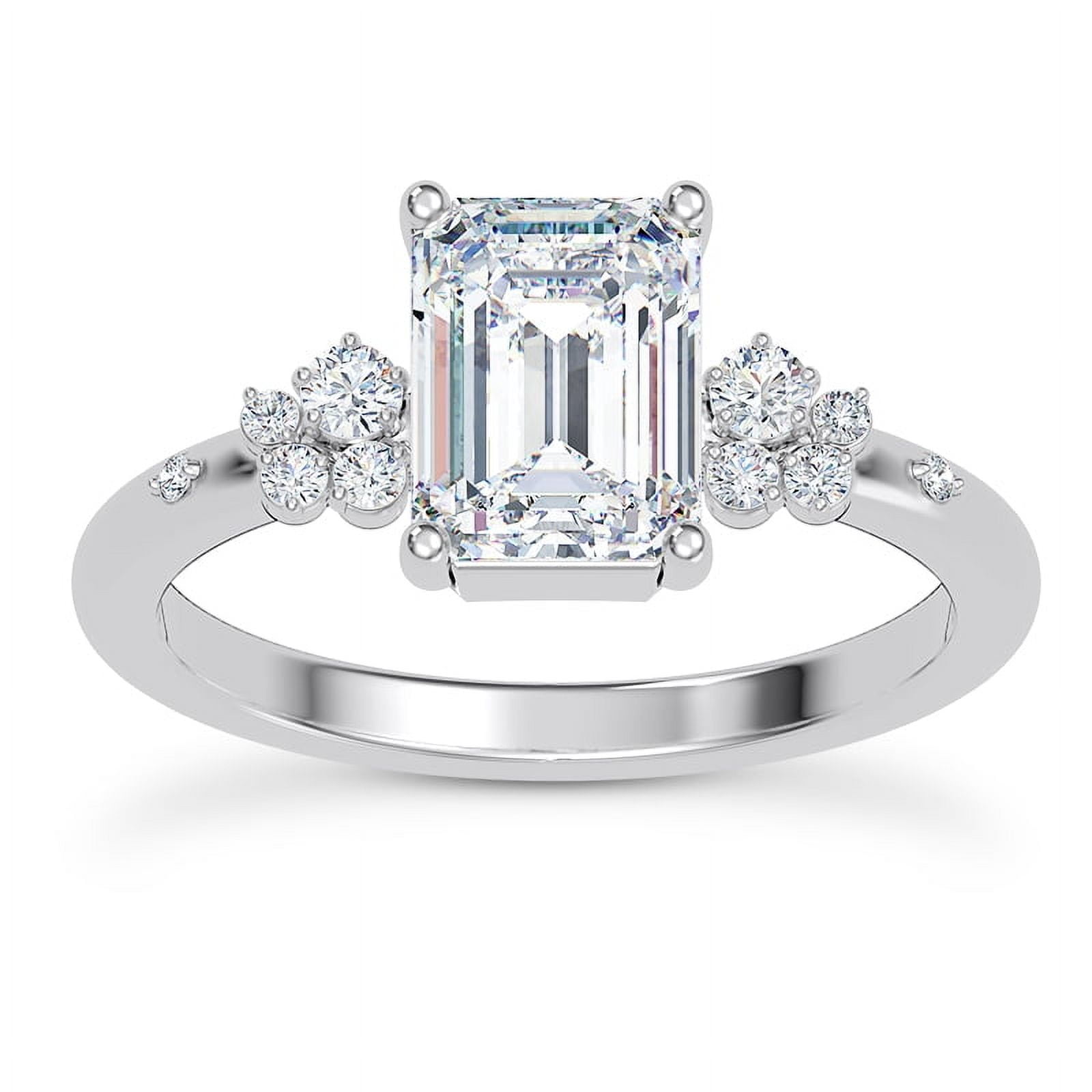 Alor Jewelry 2 Ct Emerald Cut Moissanite Ring - 14K White Gold Plated ...