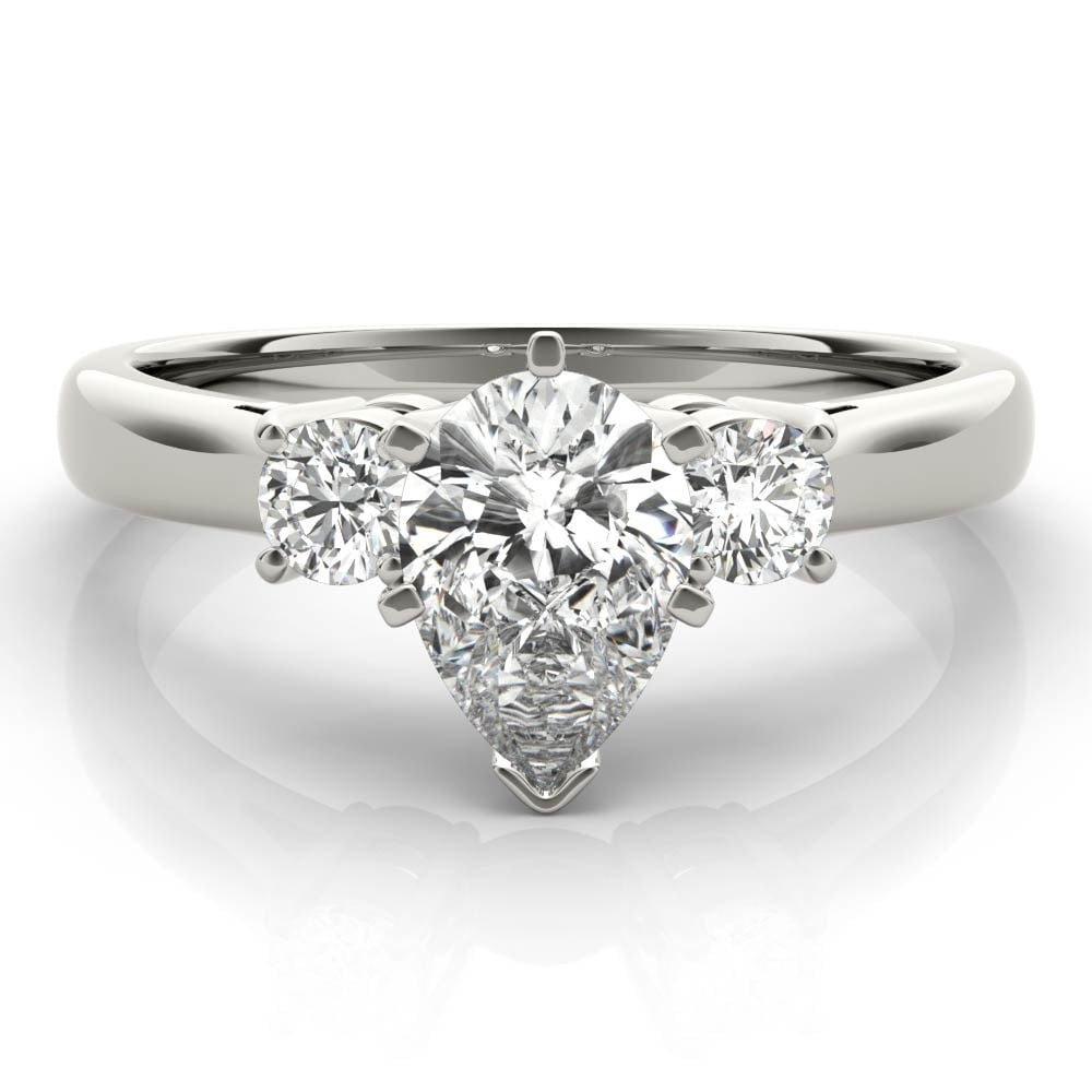 Alor Jewelry 2 Ct Pear Cut Moissanite Engagement Ring - 14K White Gold ...