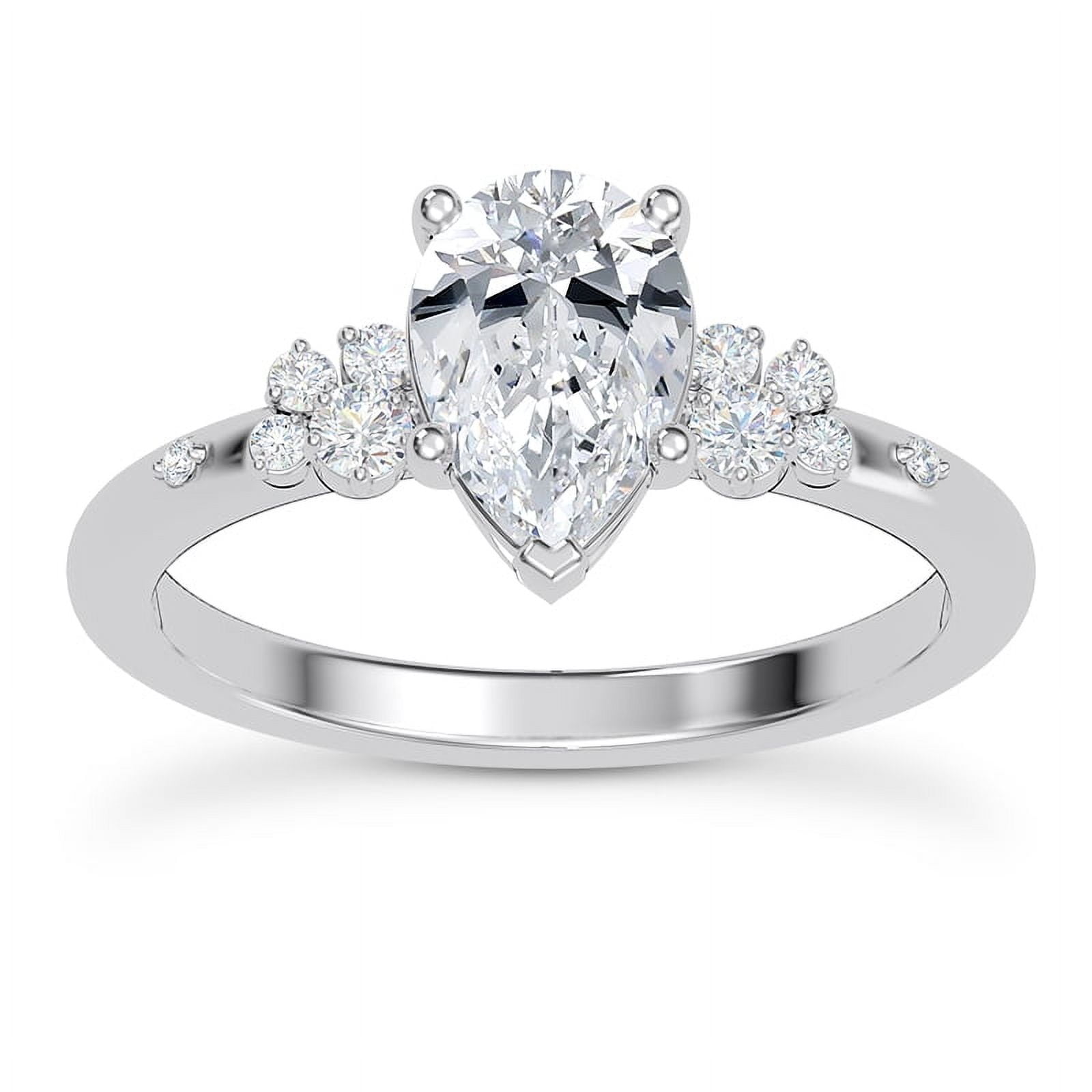 Alor Jewelry 2 Ct Pear Cut Moissanite Ring - Elegant 14K White Gold ...