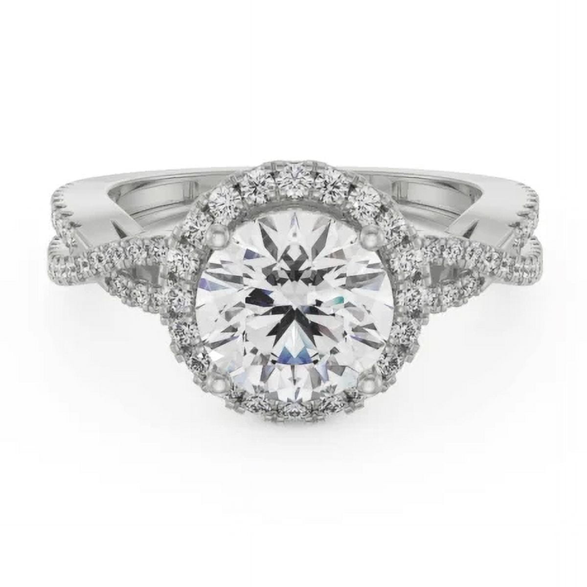 Alor Jewelry 2 Ct Round Cut Moissanite Engagement Ring - 14K White Gold ...