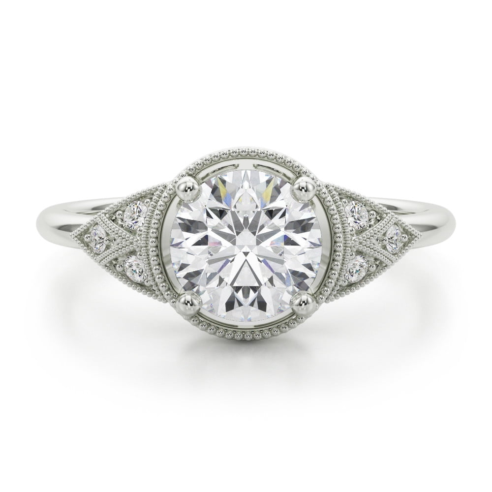 Alor Jewelry 2 Ct Round Cut Moissanite Ring - 14K White Gold Plated ...