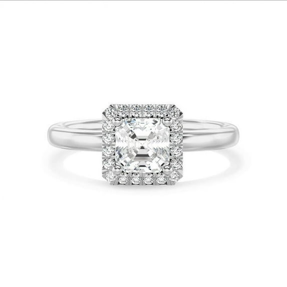 Alor Jewelry Asscher Cut Moissanite Ring - 14K White Gold Plated ...
