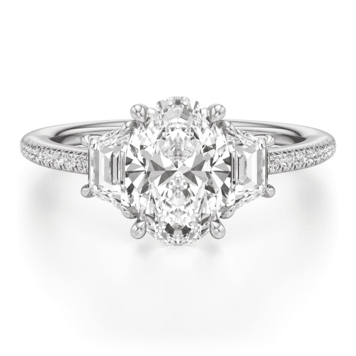Alor Jewelry Oval Cut Engagement Ring - 2 Ct Solitaire Ring with Accent ...