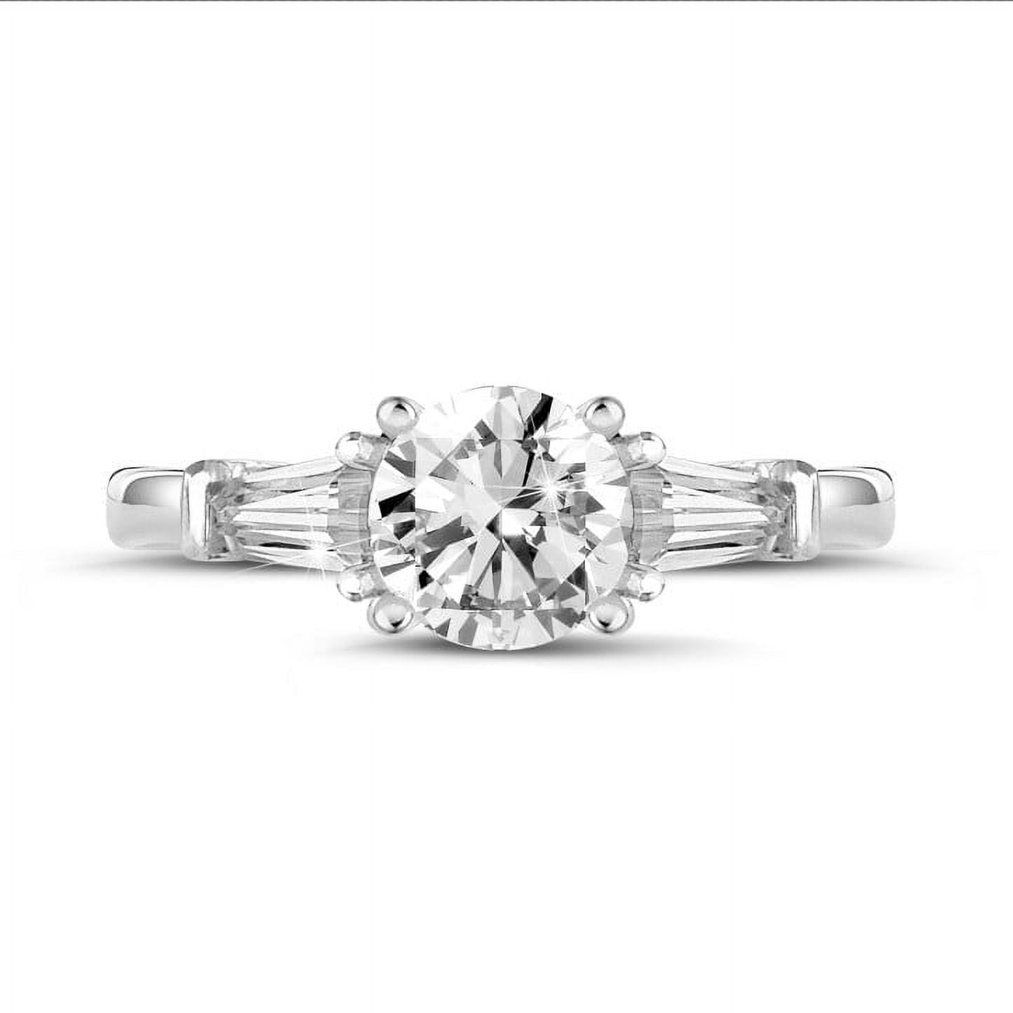 Alor Jewelry Round Cut Moissanite Ring - 14K White Gold Plated Diamond ...